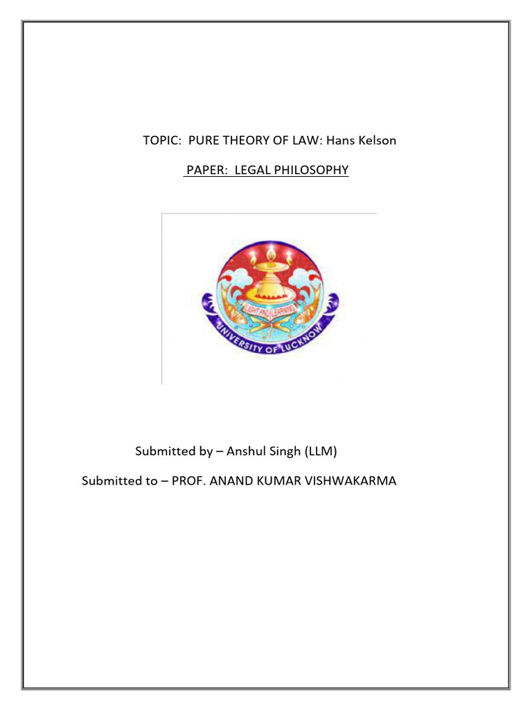 Kelson Pure Law Theory | PDF | Jurisprudence | Theory