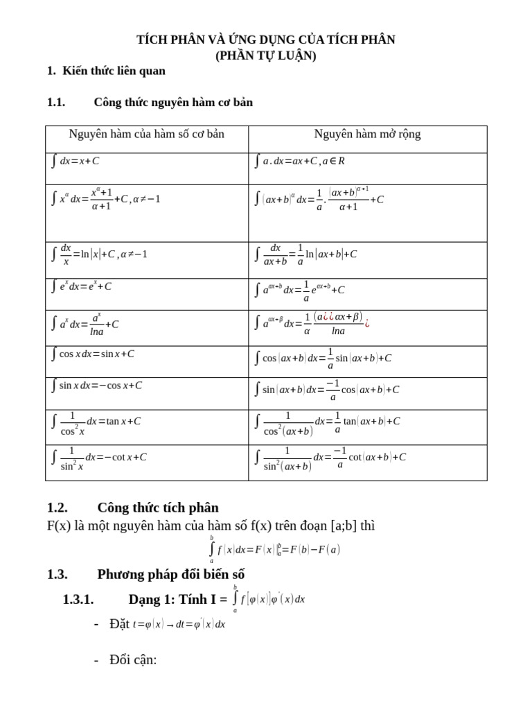 Tích Phân Và NG D NG C A Tích Phân | PDF