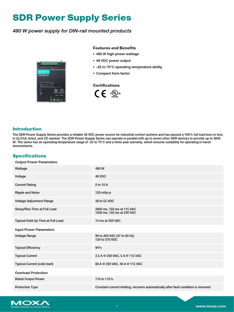 480W DIN-Rail Power Supply Guide | PDF | Power Supply | Alternating Current