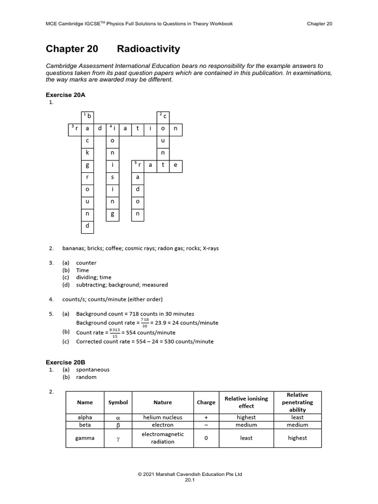 MCE IGCSE Physics TWB C20_Full Solutions | PDF | Radioactive Decay | Isotope