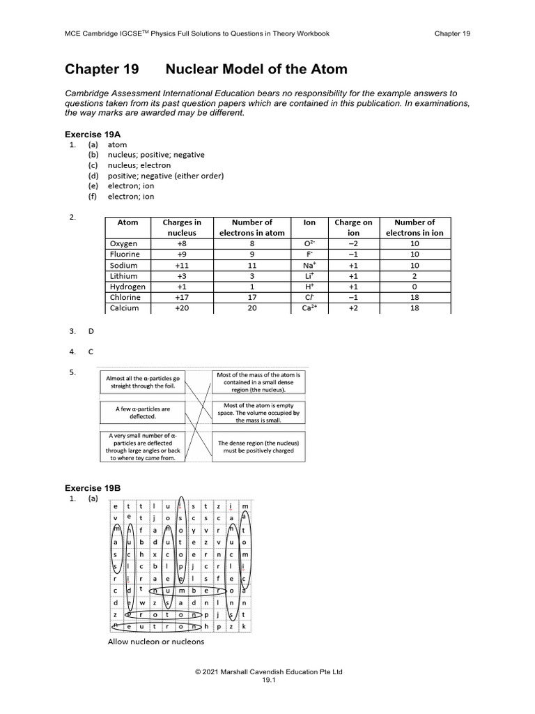 MCE IGCSE Physics TWB C19 - Full Solutions | PDF | Atomic Nucleus | Atoms
