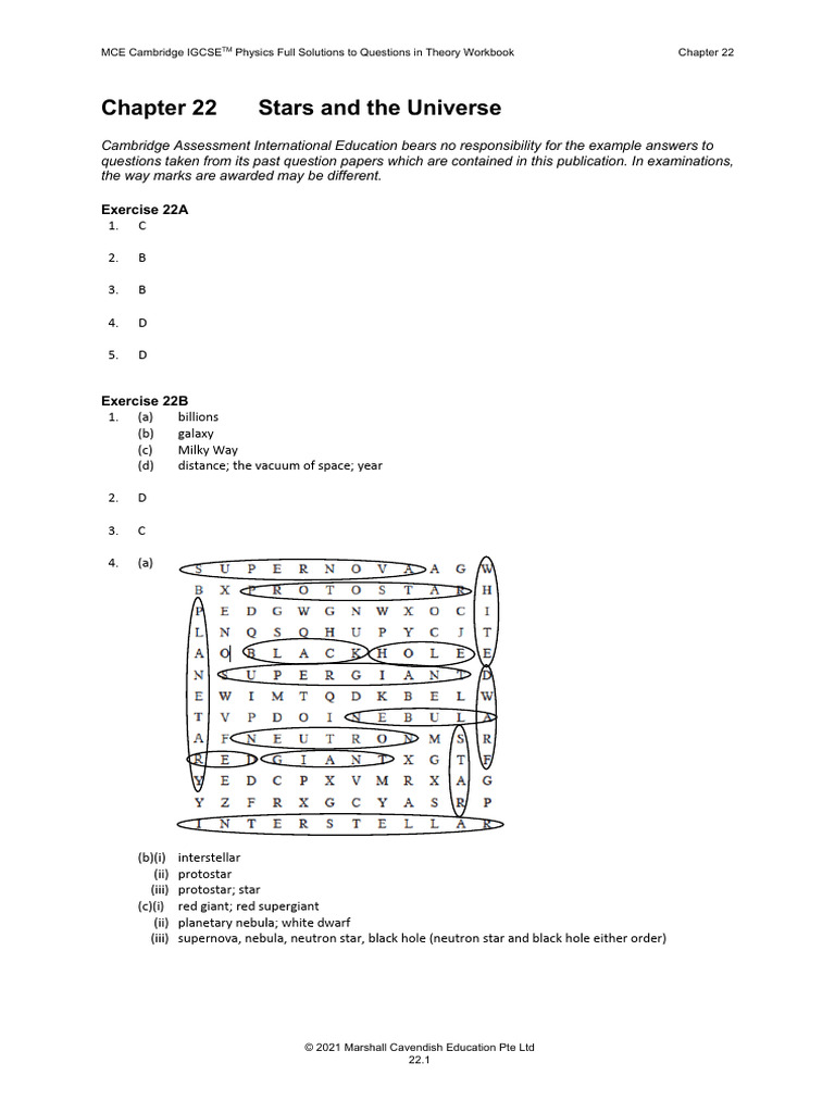 MCE IGCSE Physics TWB C22 - Full Solutions | PDF | Stars | Galaxy