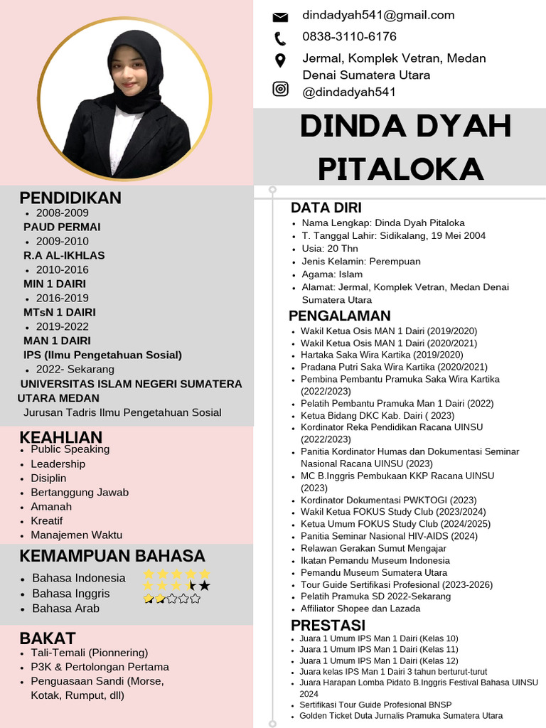CV - Dinda Dyah Pitaloka | PDF