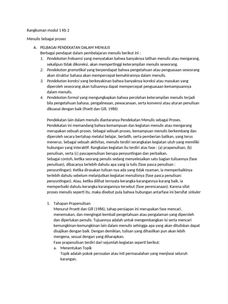 Rangkuman Modul 1 KB 2 Keterampilan Menulis | PDF