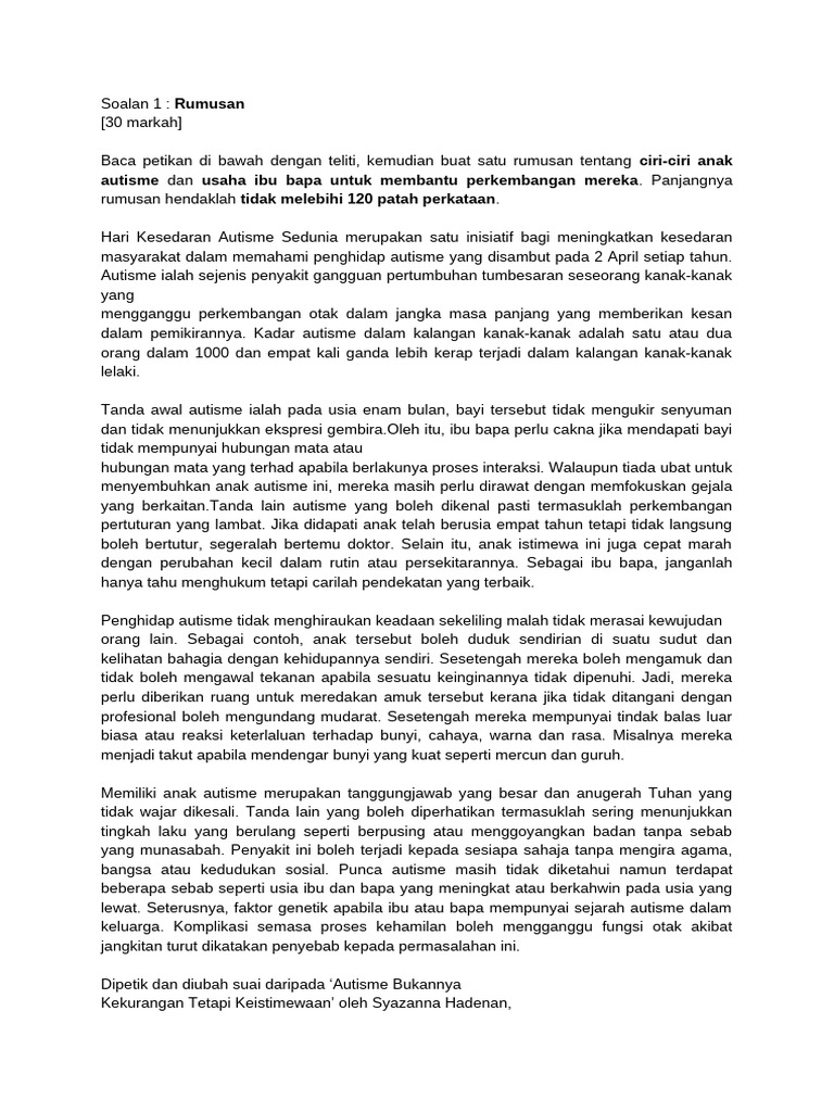 Rumusan F5 Modul 1 - Hari Kesedaran Autism Sedunis | PDF