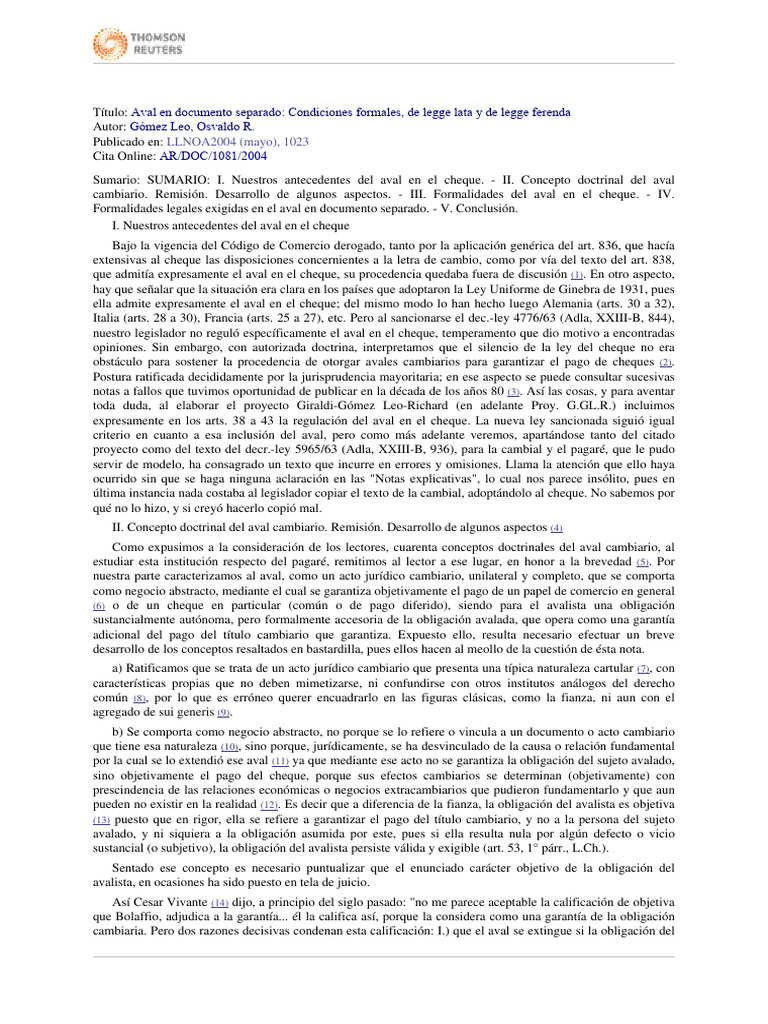 Aval en Documento - Gomez Leo (1331) | PDF | Cheque | Pagaré