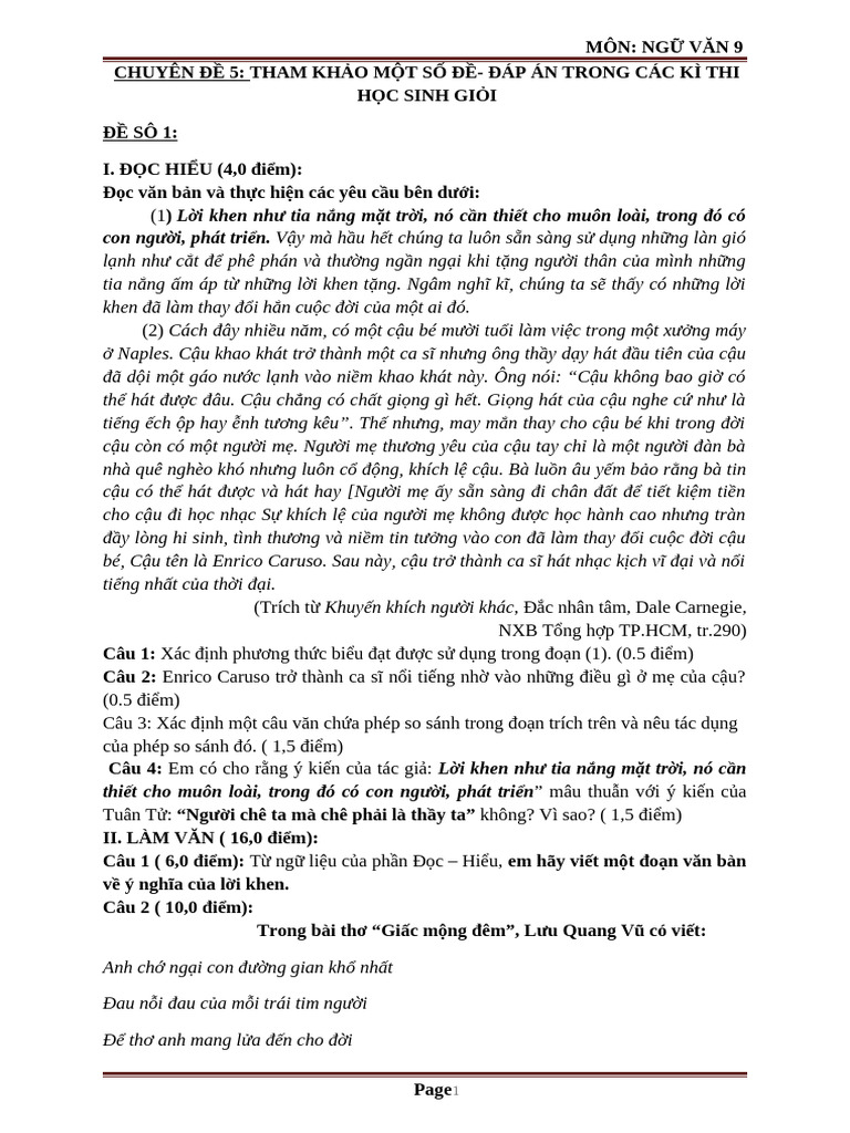 9. BỘ ĐỀ BỒI DƯỠNG HSG 9 MỚI GỬI GV- HS ĐÃ SỬA | PDF