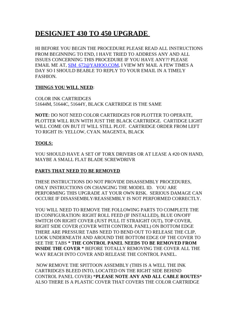 Designjet 450 Modification | PDF | Electrical Connector | Cartridge ...