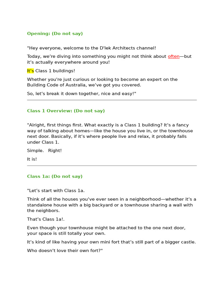 Class 1 Building-1 | PDF