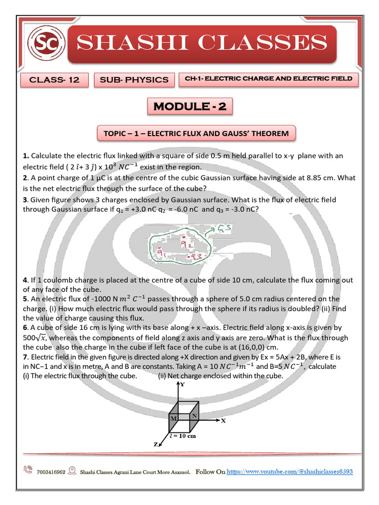 Class - 12 Physics Module - 2 Ch-1 Electric Charge and Electric Field ...