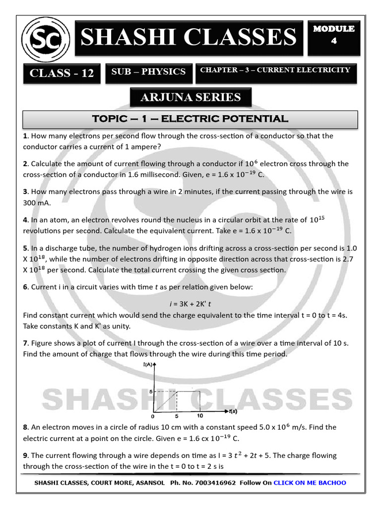 Class 12 Physics Module 4 CH - 3 Current Electricity | PDF | Electrical ...