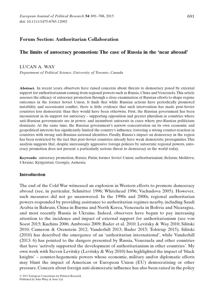 Russia's Autocracy Promotion Limits | PDF | Post Soviet States ...
