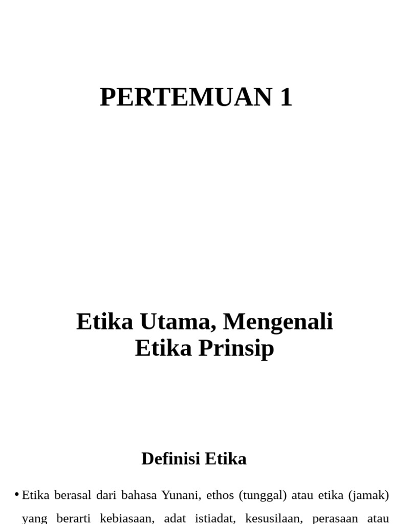 Pertemuan 1 Prinsip Etika | PDF