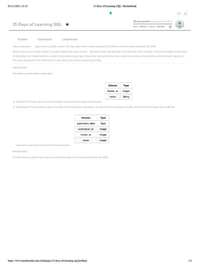 15 Days of Learning SQL - HackerRank | PDF | Sql | Computing