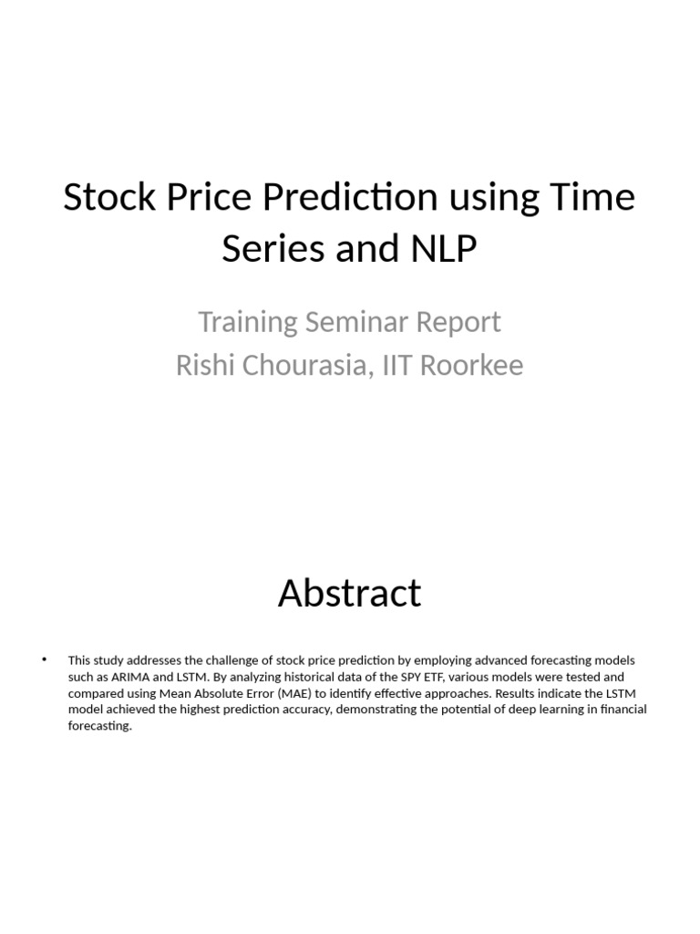 LSTM vs ARIMA: Stock Price Prediction | PDF | Autoregressive Integrated ...