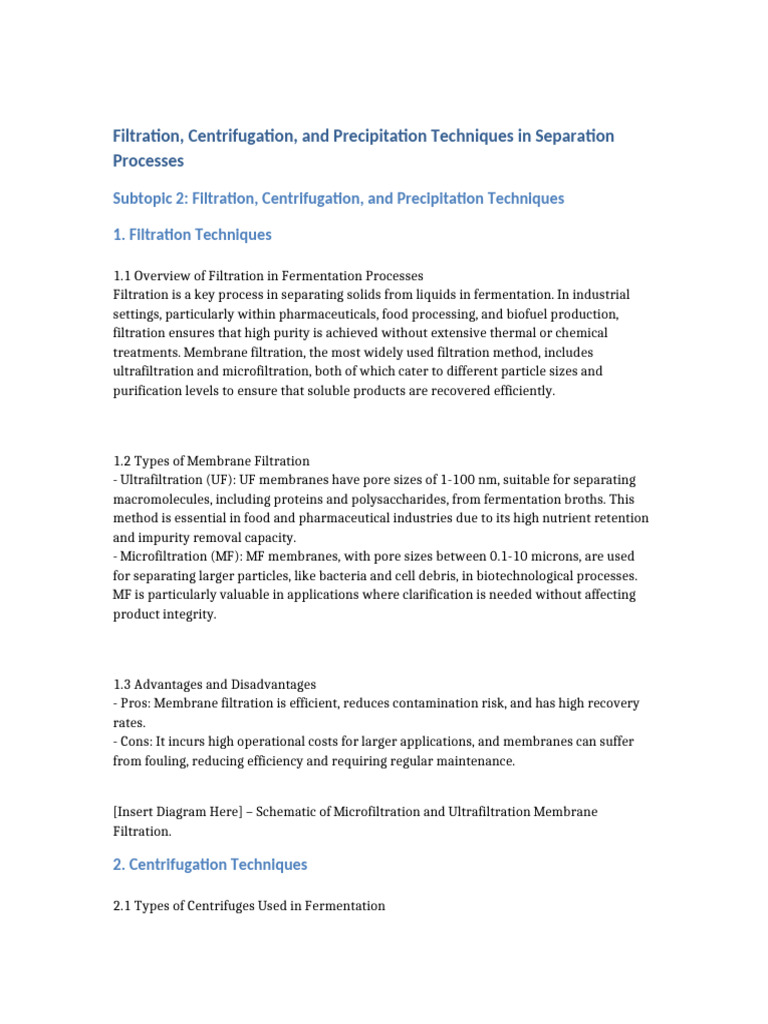 Separation Processes Report | PDF | Membrane | Centrifugation