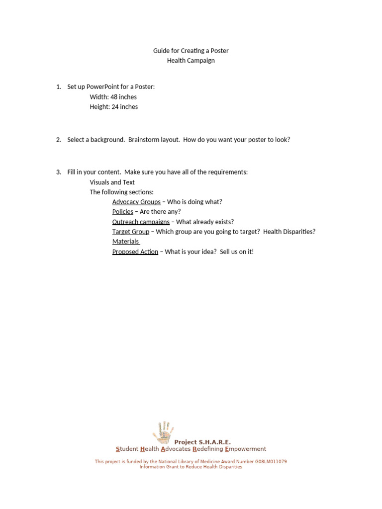 Student Health Advocacy Poster Guide | PDF