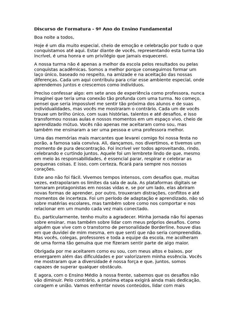 Discurso de Formatura | PDF | Aprendizado