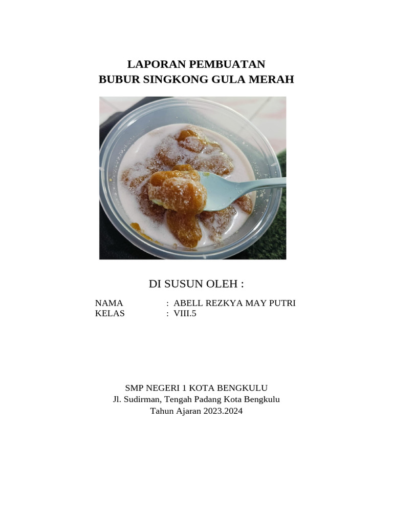 Laporan Pembuatan Bubur Gula Merah | PDF