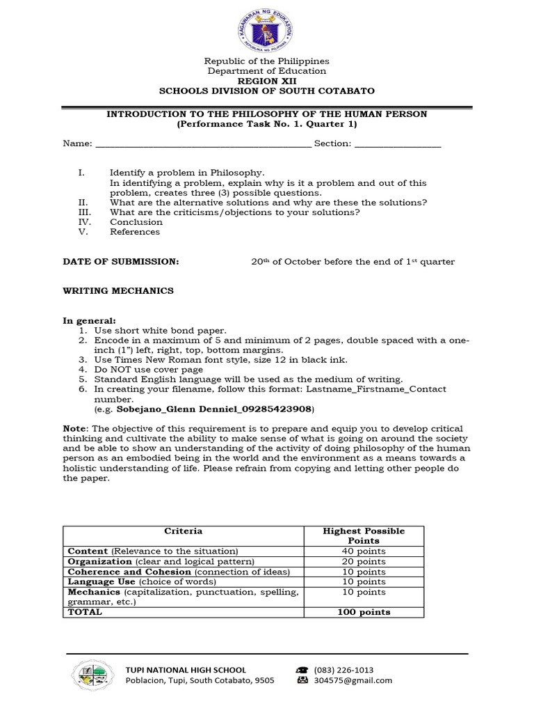 Performance Task No. 1 | PDF | Linguistics | Human Communication