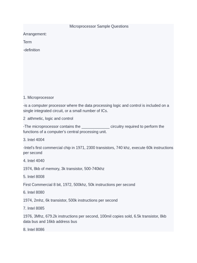 Microprocessor Terms and Definitions | PDF | Central Processing Unit | Random Access Memory