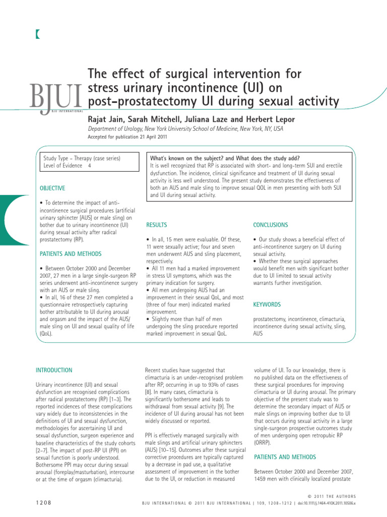 3º - The Effect of Surgical Intervention For Stress Urinary ...