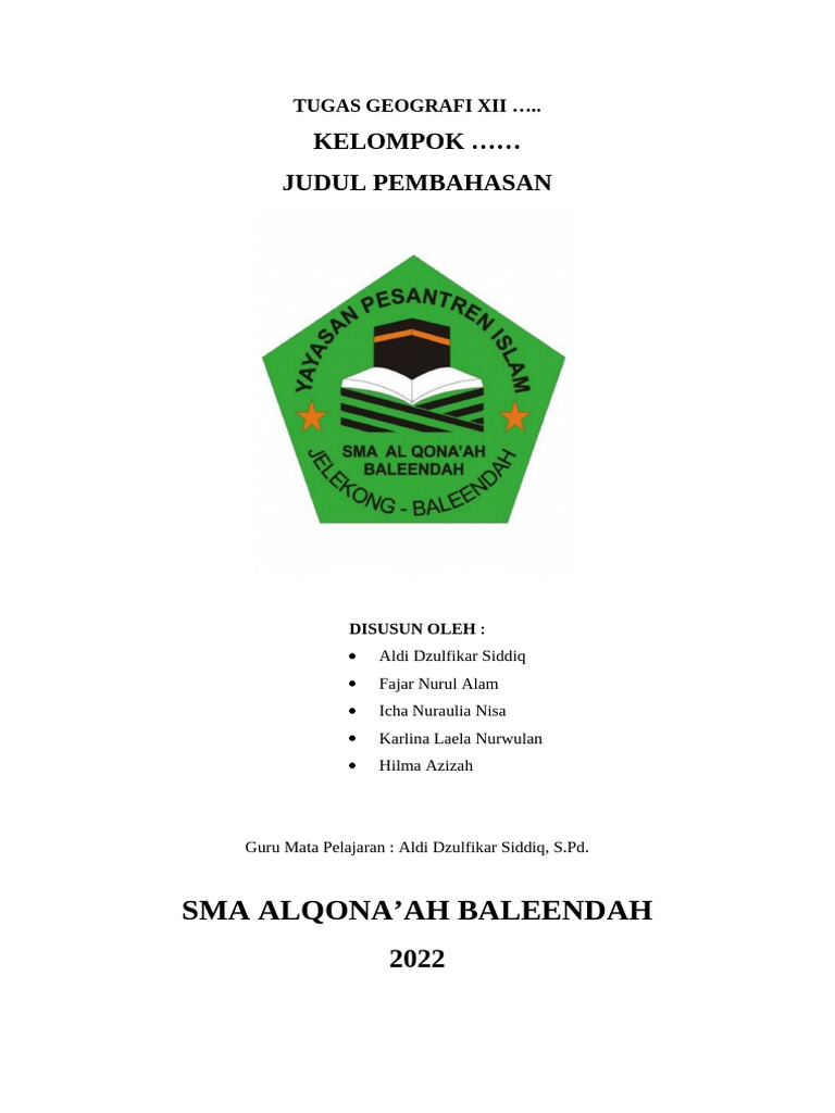Contoh Cover Tugas Geografi | PDF