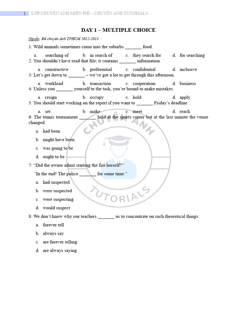 DAY 1 (NO KEY) | PDF