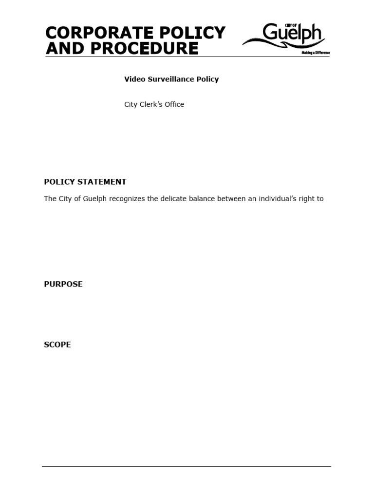 Guelph Video Surveillance Policy Overview | PDF | Privacy | Closed ...