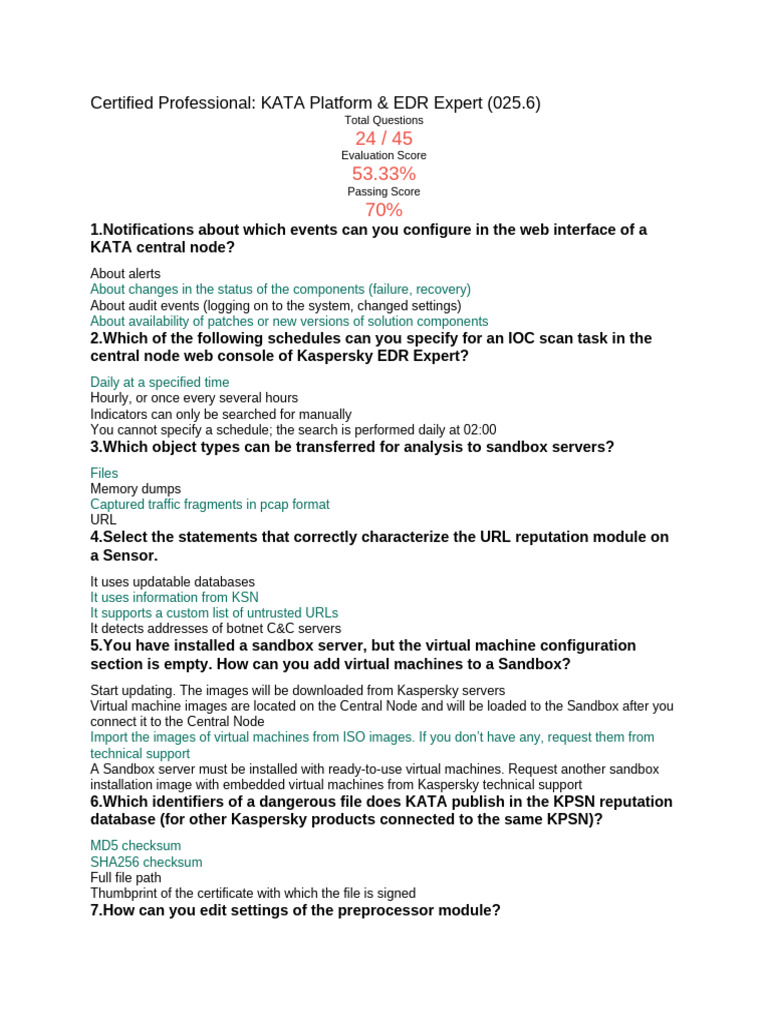 Certified Professional KATA Platform & EDR Expert (025.6) | PDF ...