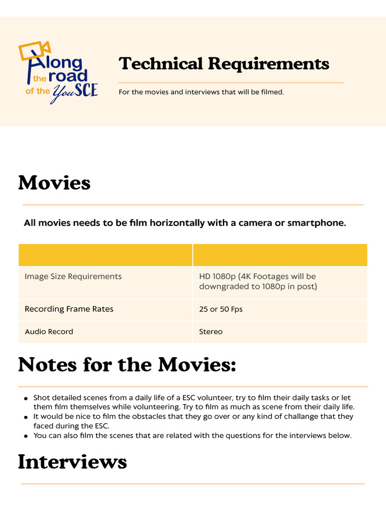 Technical Requirements + Instruction For Filming | PDF