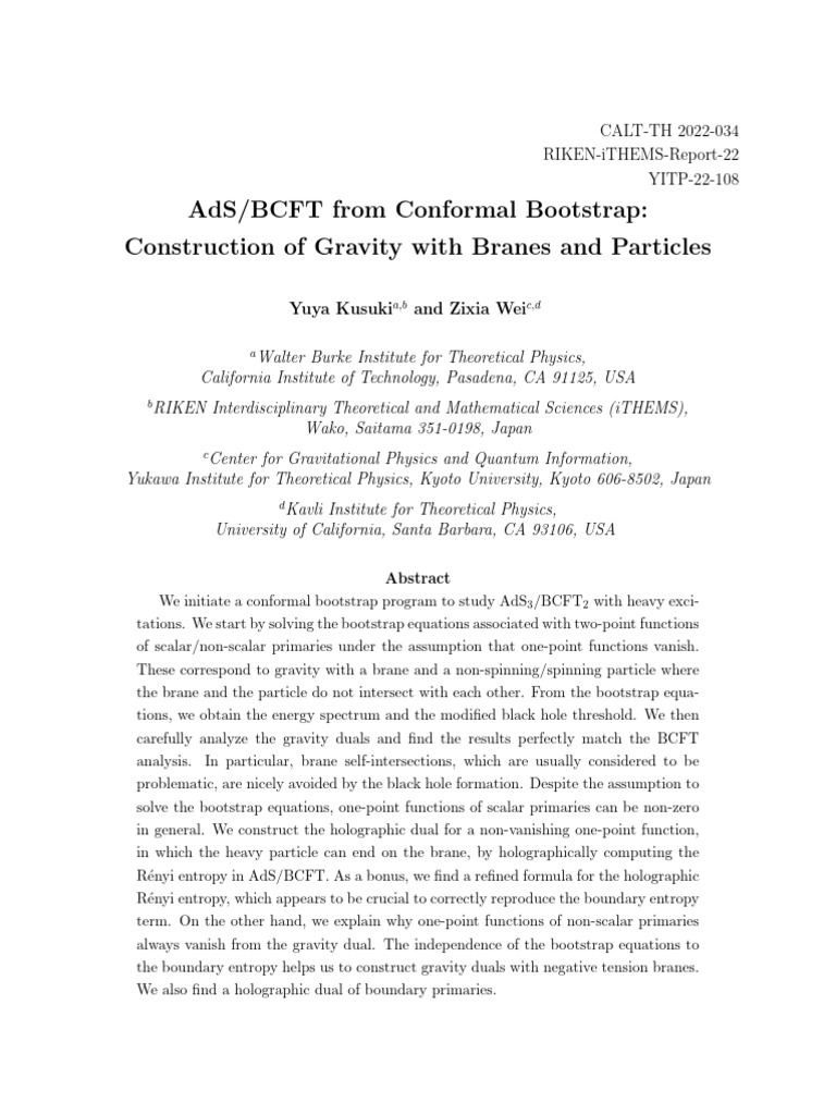 Ads/Bcft From Conformal Bootstrap: Construction of Gravity With Branes ...