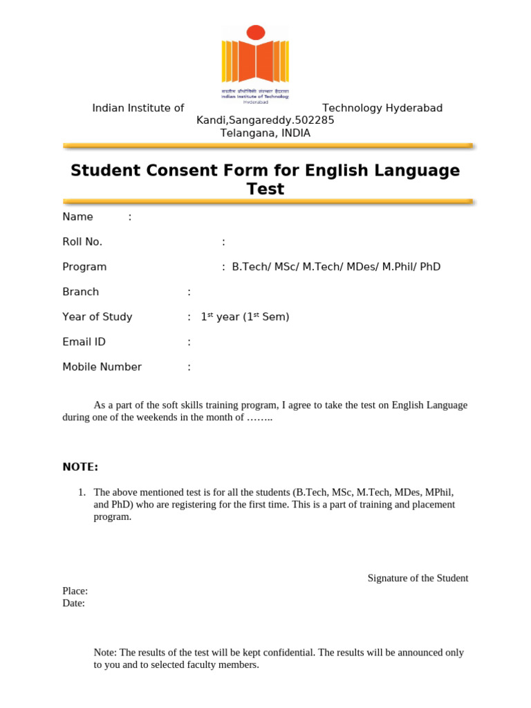 English Consent Form - Final - 2019 | PDF