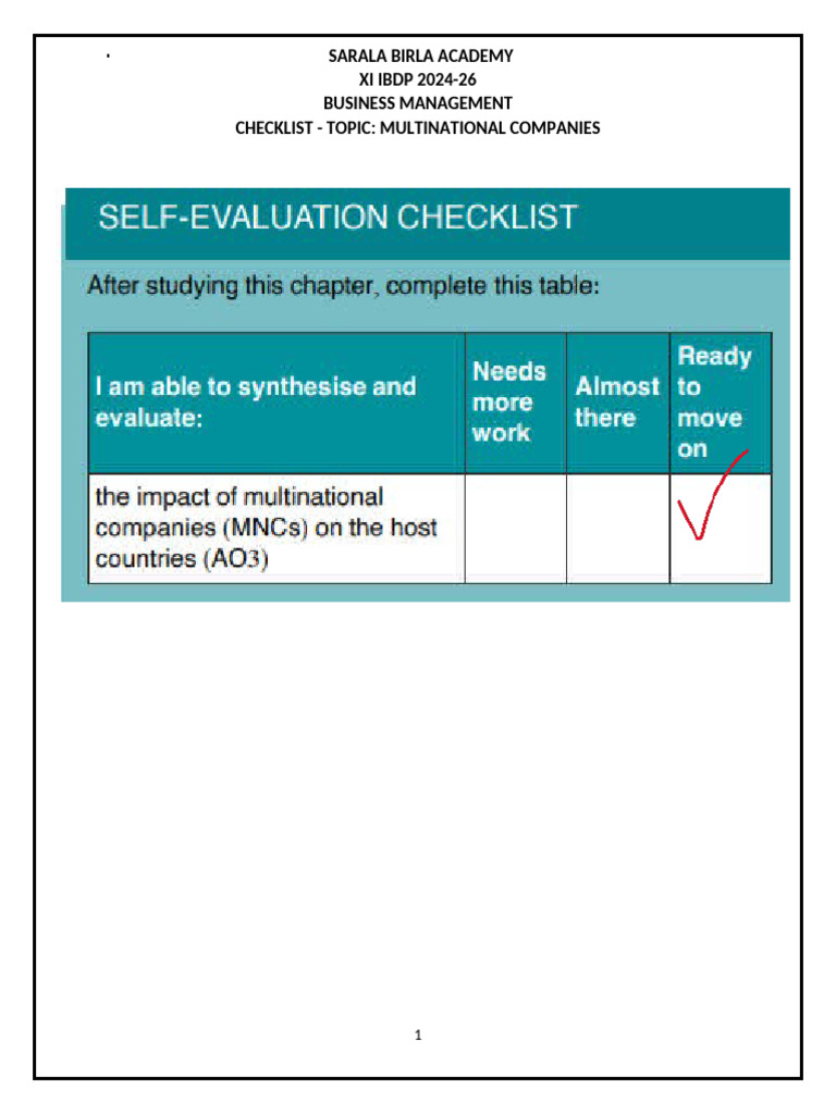 Checklist Chapter 6 | PDF