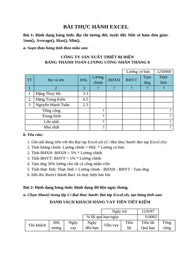 Bai Thuc Hanh Exceiiiii | PDF