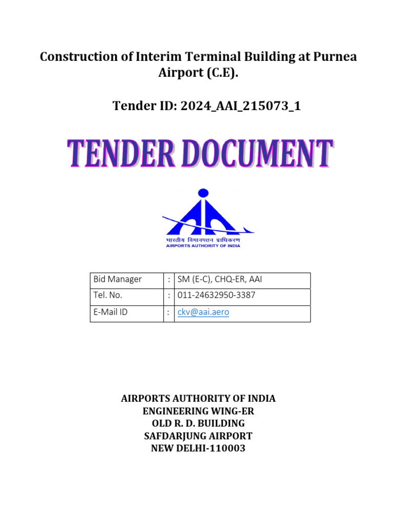 Tender Document Vol-I | PDF | Architect
