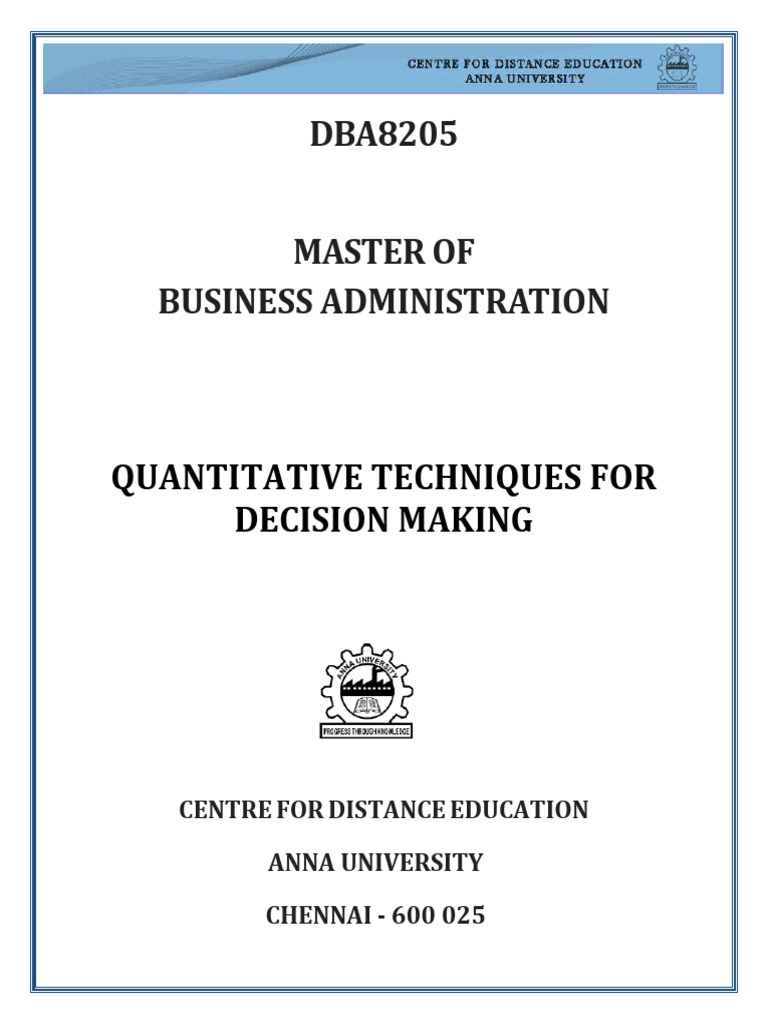 Quantitative Techniques For Decision Making | PDF | Metaheuristic | Linear Programming