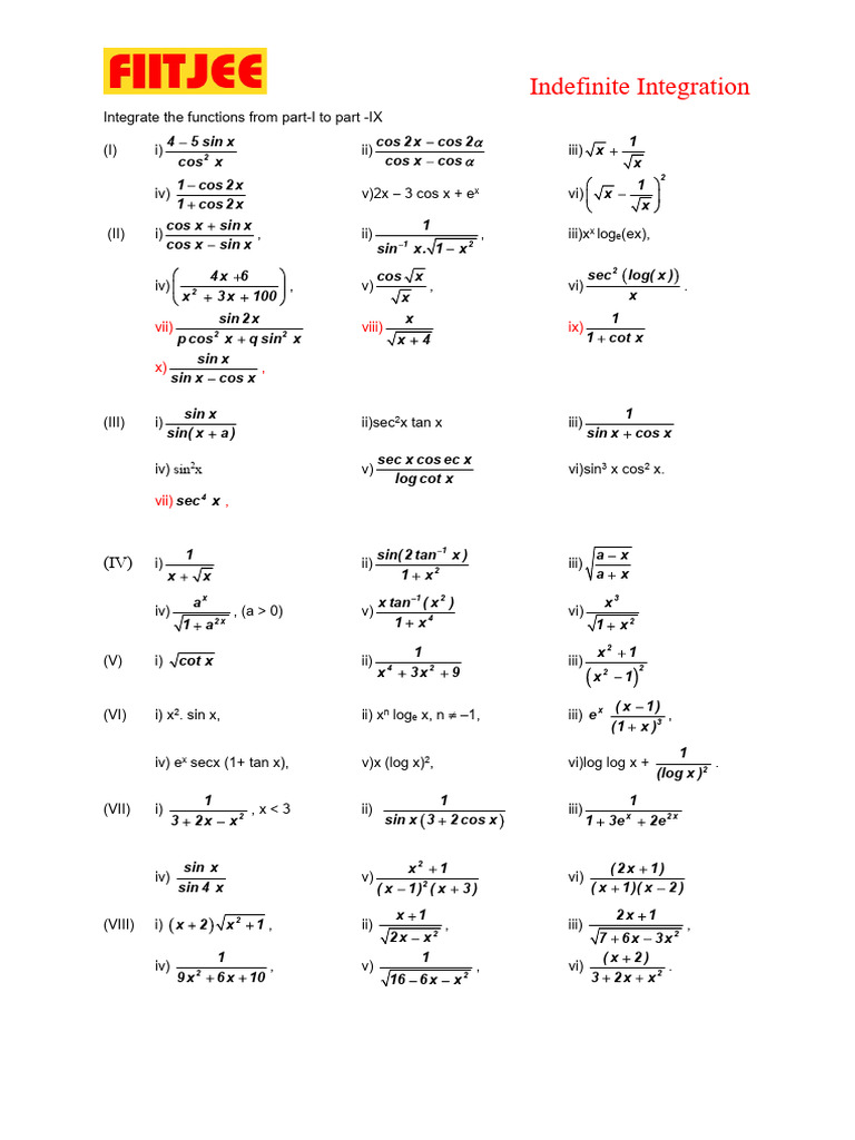 Indefinite Integration | PDF