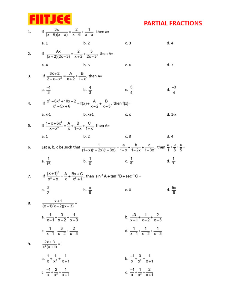 Partial Fractions | PDF
