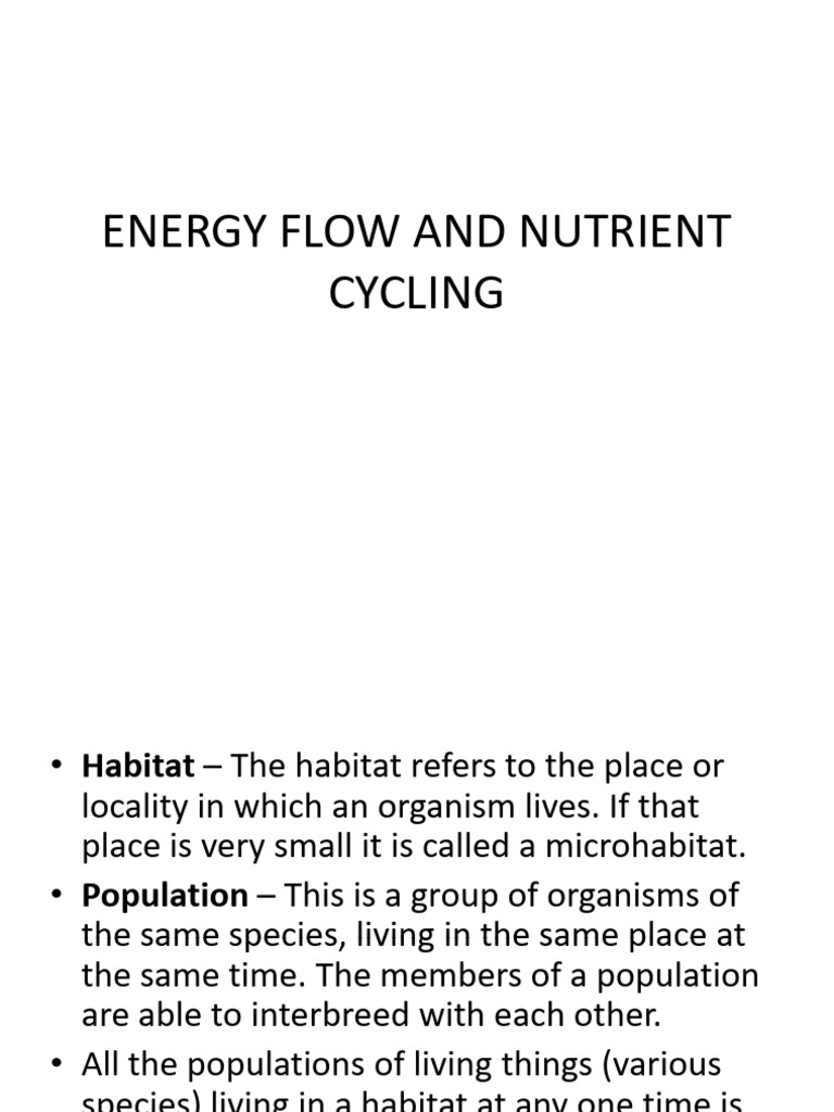 ENERGY FLOW AND NUTRIENT CYCLING Edited 2018 | PDF | Food Web | Nitrogen