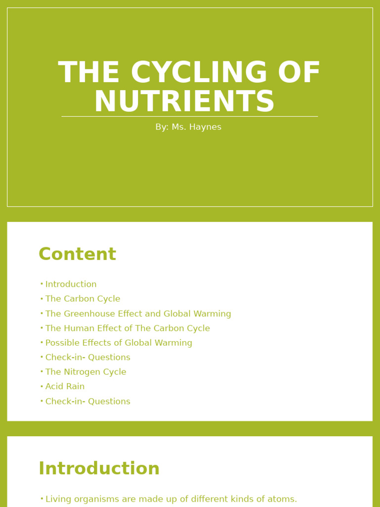 The Cycling of Nutrients | PDF | Soil | Greenhouse Effect