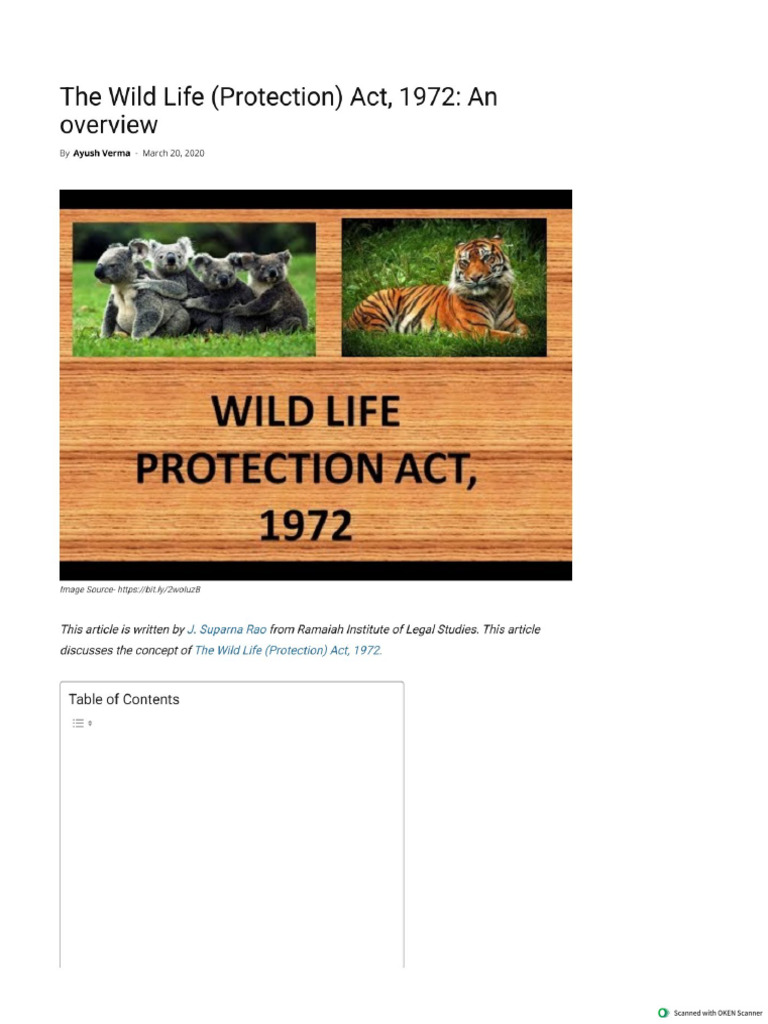 The Wild Life (Protection) Act, 1972_ an Overview _240323_091735 | PDF