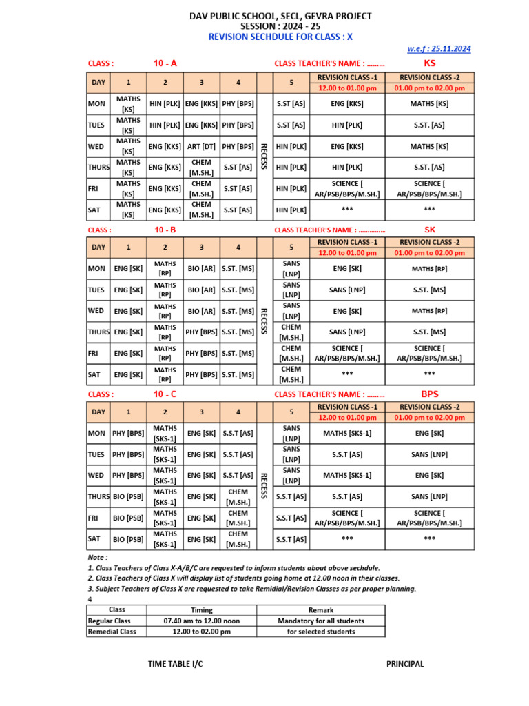 10 Revision TT 2024 25 | PDF