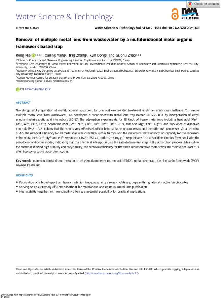 WST 084071594 | PDF | Adsorption | Ph