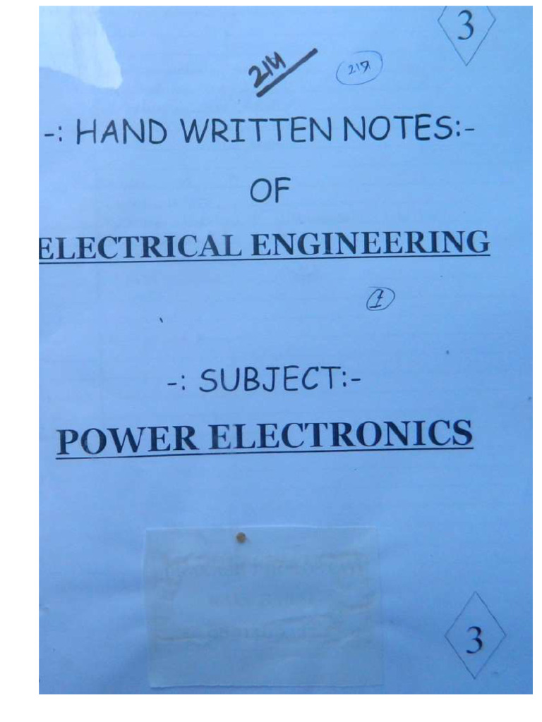 EE Hand Written Notes of Power Electronics | PDF