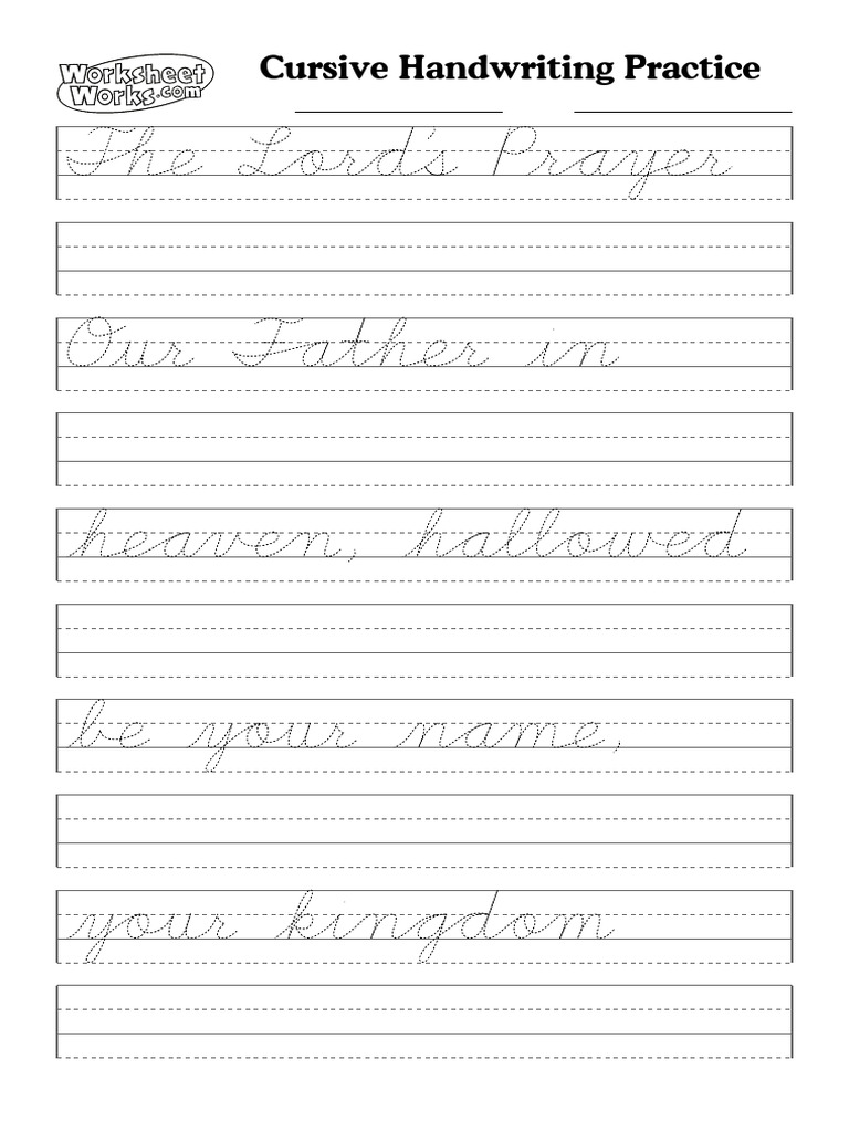 WorksheetWorks Cursive Handwriting Practice 2 | PDF