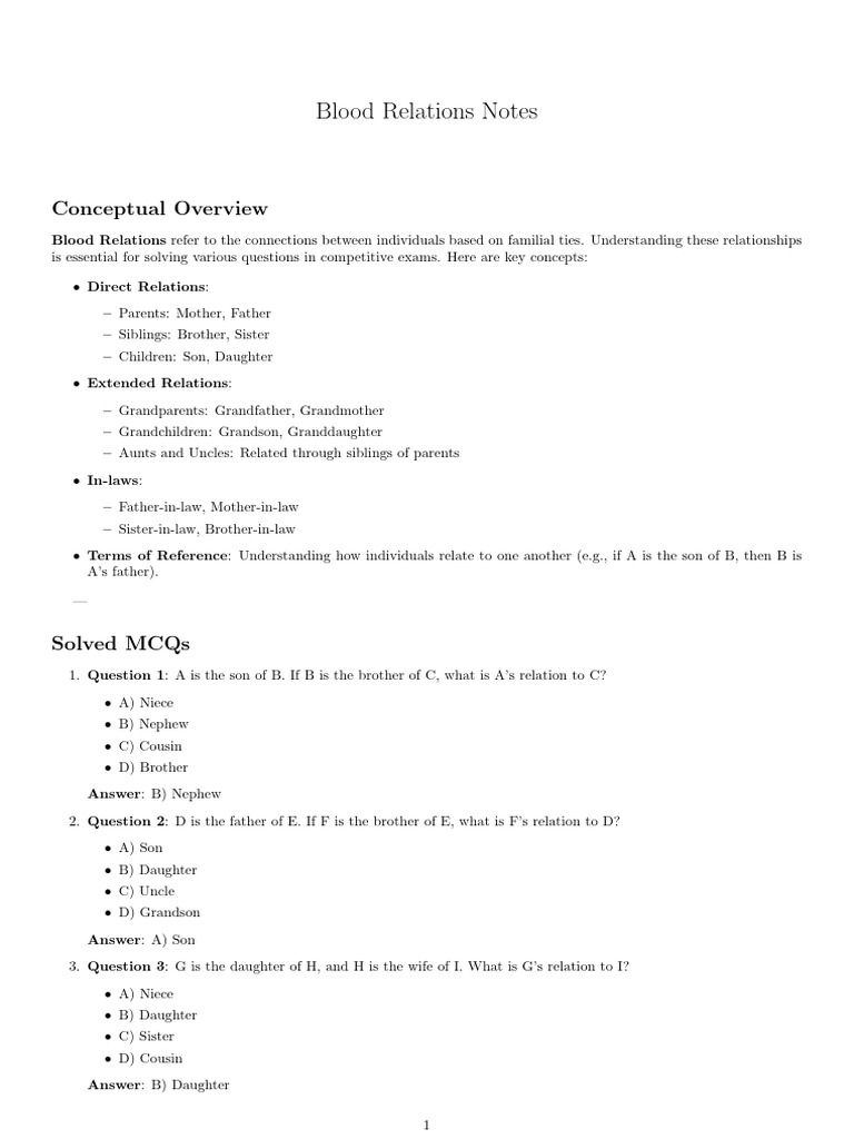 blood_Relations | PDF | Family | Grandparent