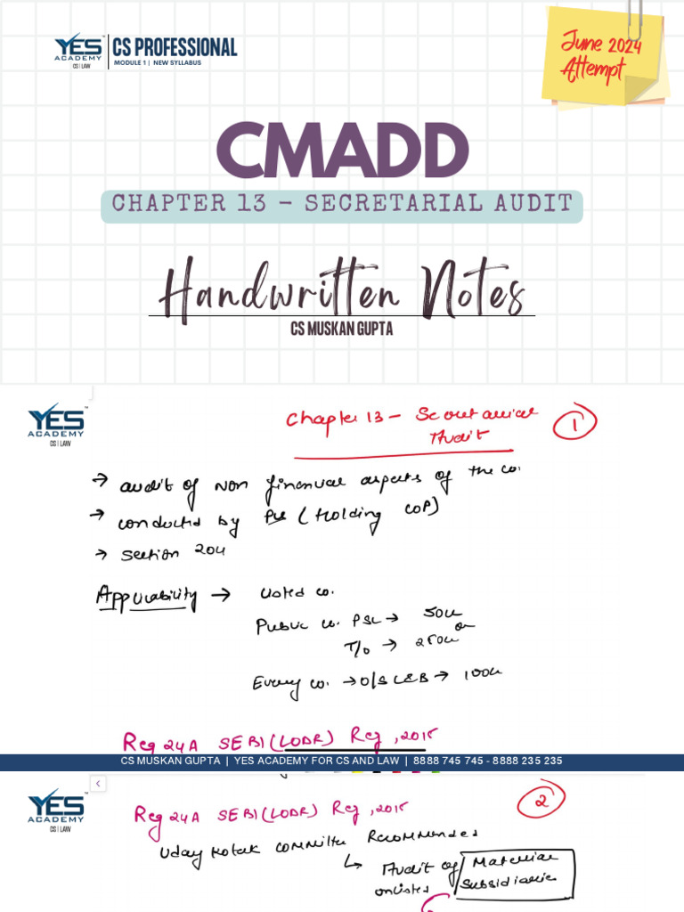 CMADD CH 13 - Handwritten Notes - CS Muskan Gupta, Yes Academy | PDF