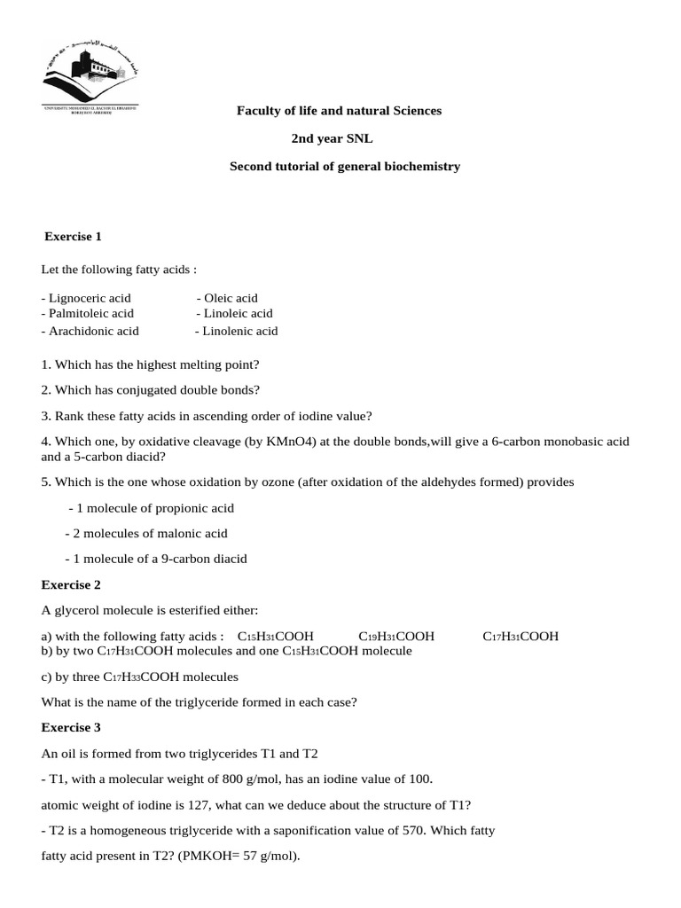 Second Tutorial Biochemistry | PDF