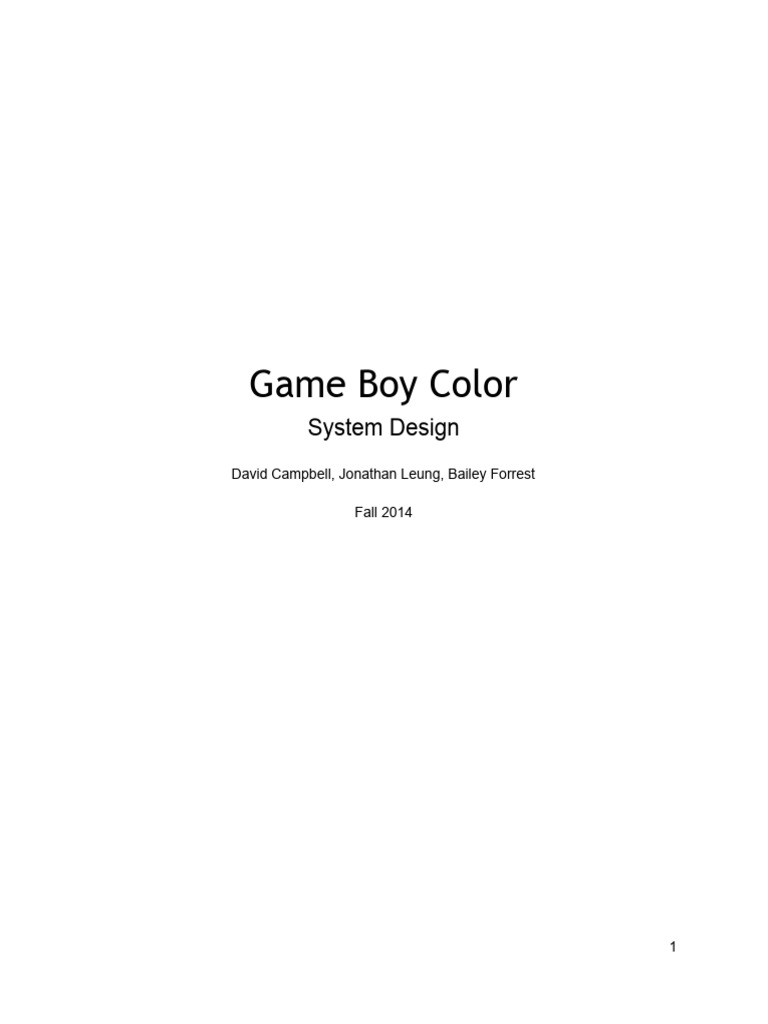 Gameboy Color System Design | PDF | Random Access Memory | Central ...